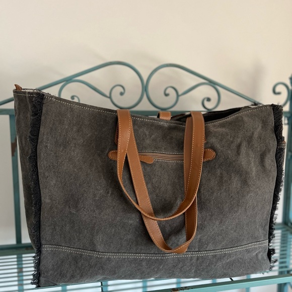 Myra Bag | Bags | New Western Myra Bag Genuine Cowhide Canvas Leather ...